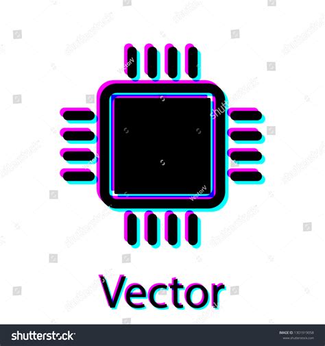 Black Computer Processor Microcircuits Cpu Icon Stock Vector Royalty