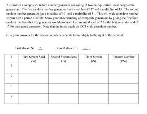 Solved Consider A Composite Random Number Generator