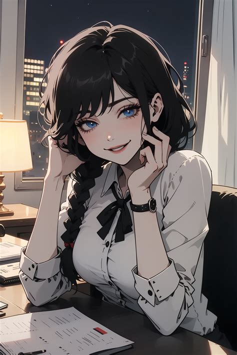 Girl Black Hair Medium Hair Image Created By Tensor Art
