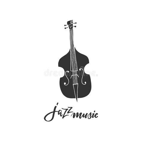 Vector Double Bass Icon And Jazz Music Lettering Stock Vector