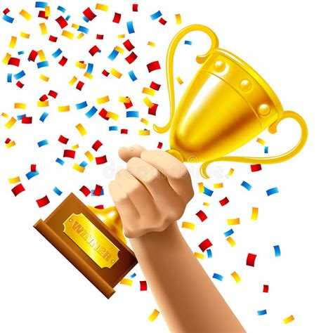 Holding Winner Trophy Confetti Stock Illustrations 202 Holding Winner