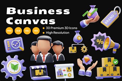 Obtén El Paquete De Esquema De Modelo De Negocios 3d Icon Con 30