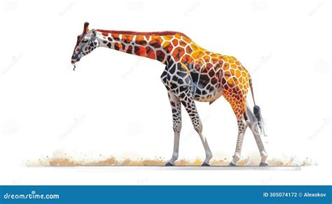 maasai giraffe eating in serengeti national park ai generated stock