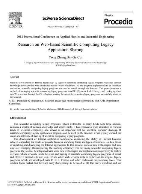 Pdf Research On Web Based Scientific Computing Legacy Application Sharing