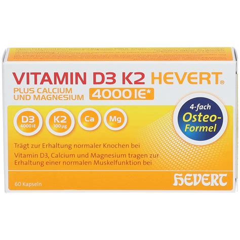 Vitamin D3 K2 Hevert Plus Calcium Und Magnesium 4000 IE 60 St SHOP