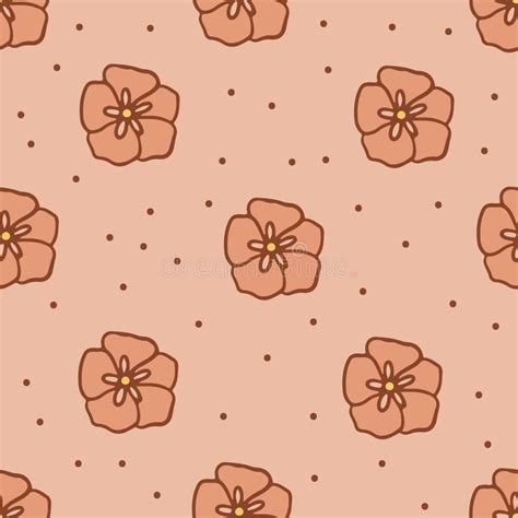 Retro Floral Groovy Vector Seamless Pattern Design Stock Vector