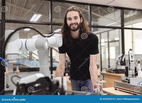 portrait happy smile engineer male learning education in industrial