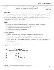 LABORATORY PRACTICAL Introduction To Molecular Biology Techniques Pdf GENETICS GENETIKA