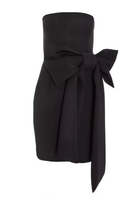 Black Bow Strapless Bodycon Dress Quiz Clothing