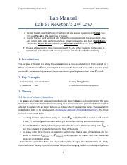 Understanding Newton S 2nd Law In Physics Lab Lab 5 Course Hero