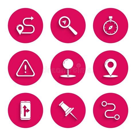 Set Push Pin Route Location Map Infographic Of City Map Navigation
