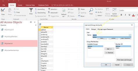 Ms Access 2016 Change Password For A User In Secured Mdw File Stack