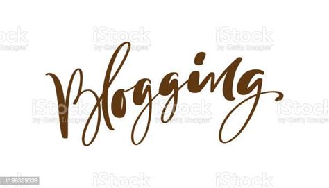 블로깅 벡터 서예 손으로 그린 텍스트입니다 소셜 미디어 모바일 앱에 대한 개념 블로깅 기호 디자인 템플릿 현대 트렌드 디자인