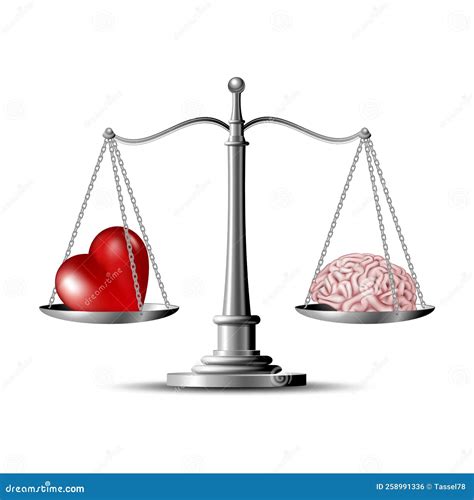 Heart And Brain On Scales Conceptual Balance Stock Illustration