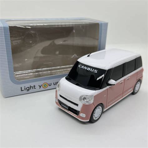 【未使用】新型 ダイハツ ムーヴキャンバス Canbus 132 プルバックカー ミニカー シャイニングホワイトパール×アプリコットピンク