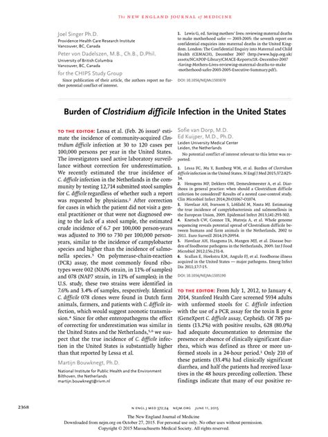 Pdf Burden Of Clostridium Difficile Infection In The United States