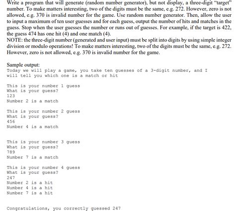 Solved Write A Program That Will Generate Random Number Chegg