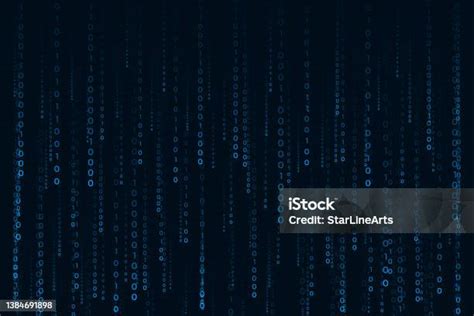 Matrix Style Binary Code Digital Falling Numbers Blue Background Stock