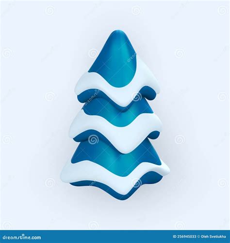 3d Christmas Tree In Cartoon Style Xmas Or New Year`s Decorative