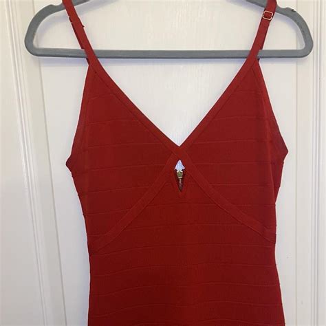 Guess Red Keyhole Bandage Dress With Zipped Back And Depop