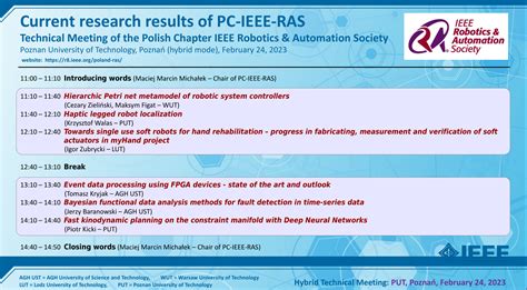Current Research Results Of Pc Ieee Ras Ieee Poland Robotics And