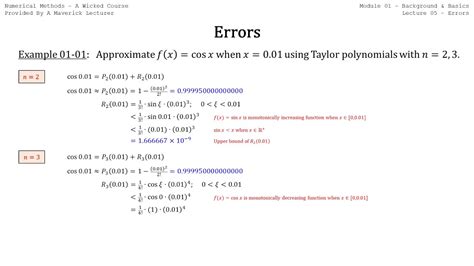 Numerical Methods 01 05 Errors Truncation Error Round Off Error