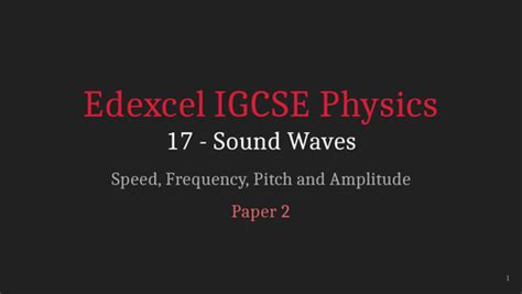 Edexcel Igcse Physics Lecture 17 Sound Waves Teaching Resources