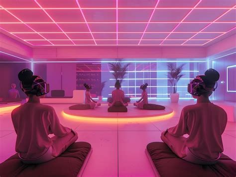 Futuristic Mental Health Support Group With Sleek Robotic Counseling