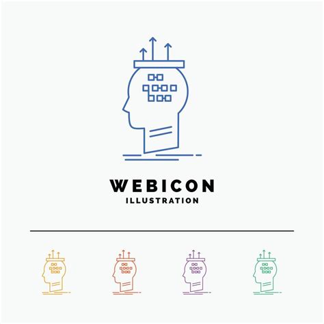 Algorithm Brain Conclusion Process Thinking 5 Color Line Web Icon