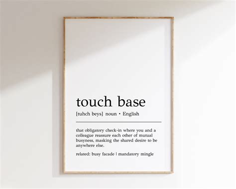 Touch Base Definition Print Funny Office Wall Decor Digital Print Etsy
