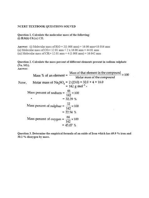 Ch 1 Some Basic Concepts Of Chemistry Pdf Mole Unit Stoichiometry