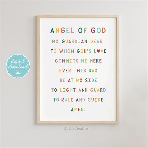 Angel Of God Prayer Wall Art Instant Download Prayer To Guardian