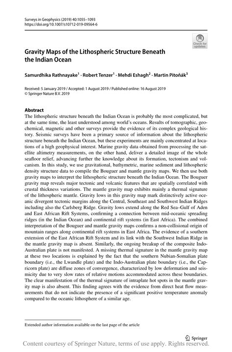 Gravity Maps Of The Lithospheric Structure Beneath The Indian Ocean Request Pdf