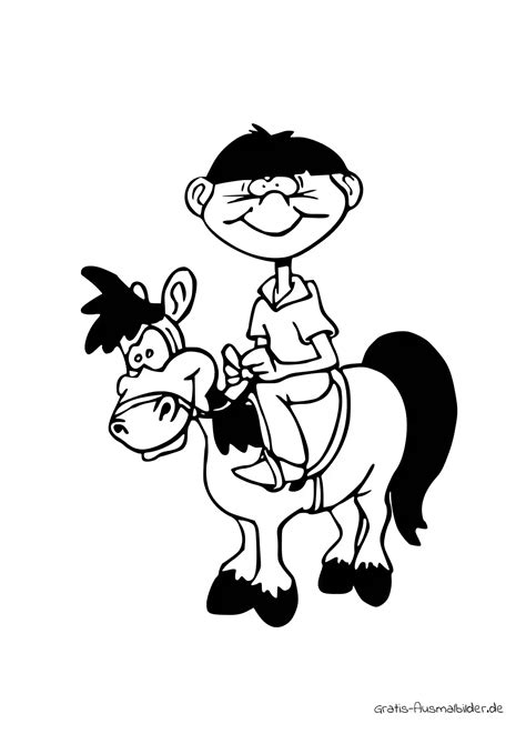 Ausmalbild Junge Auf Pony Kostenlose Malvorlagen Bei Gratis
