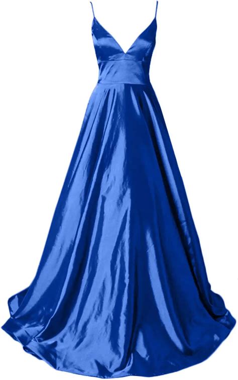 لباس مجلسی زنانه ساتن با یقه وی شکل ۲۰۲۲ بدون آستین بلند سایز ۲ رویال آبی