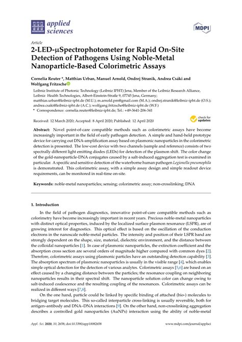 Pdf 2 Led µspectrophotometer For Rapid On Site Detection Of Pathogens Using Noble Metal