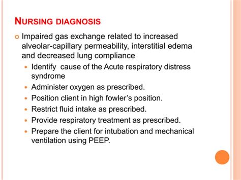 Adult Respiratory Distress Syndrome Nursing Care PPT