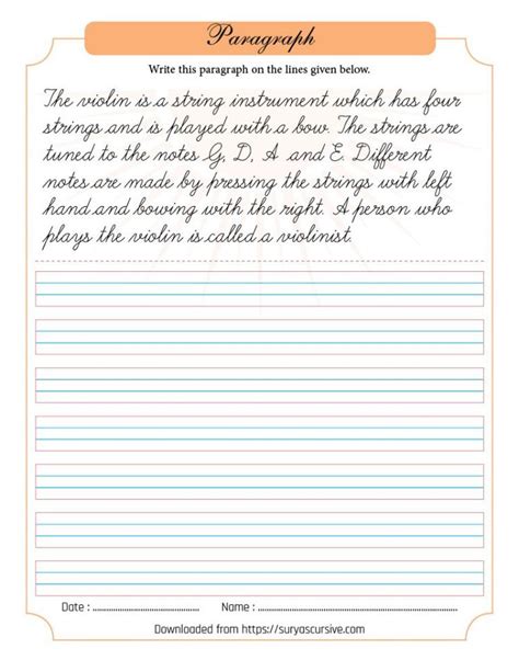 Free Cursive Writing Paragraph Worksheets Pdf