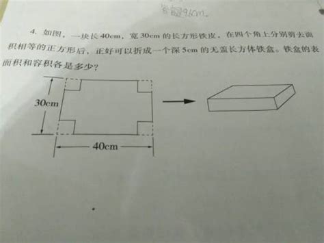 如图，一块长40厘米宽30厘米的长方形铁皮，在四个角上分别剪去面积相等的正方形后，正好可以折成一个