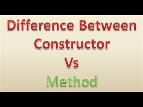 Difference Between Constructor And Method In Java Youtube