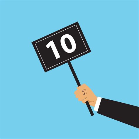 Hand Hold Round Score Card Banner Plate With Number 10 Business Concept