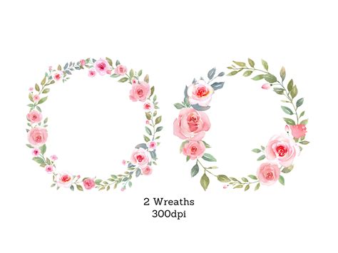 Watercolor Pink Rose Clipart Blush Pink Floral Rose Clipart Etsy