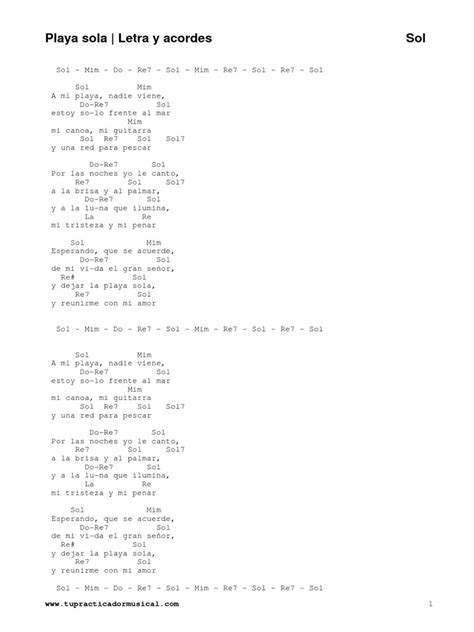 Playa Sola Letra Y Acordes Sol Pdf