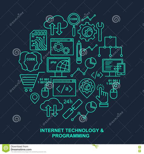 Internet Technology And Programming Round Shape Background With Place For Text Stock Vector