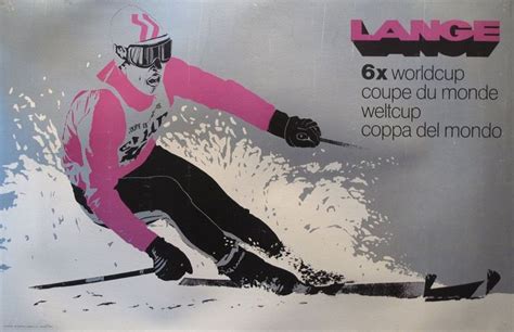 Original Vintage Ski Poster Lange Boots Great Graphics Ebay