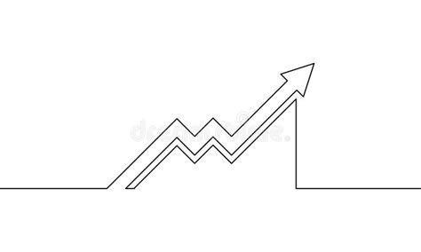 Continuous Line Drawing Of Graph Icon Increasing Arrow Up Stock Vector Illustration Of