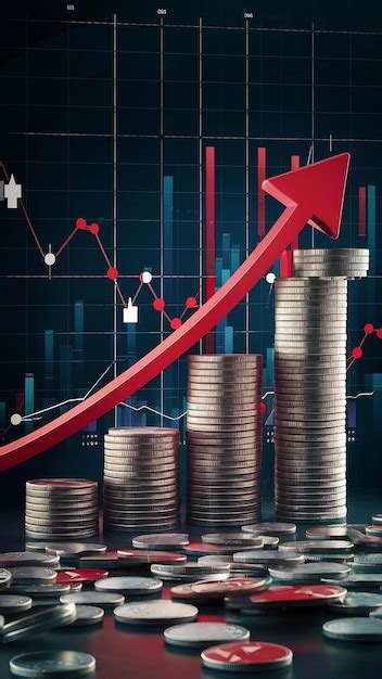 Stack Coins Red Arrow Growth Data Analytics Graph Optimization Grow
