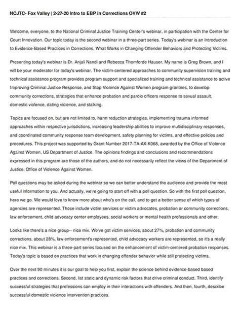 Introduction To Evidence Based Practices In Corrections Transcript