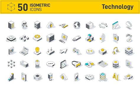 premium vector technology isometric icon modern outline line 3d style