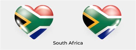Vlag Van Zuid Afrika Glanzende Realistische Hart Pictogram Vectorillustratie Premium Vector